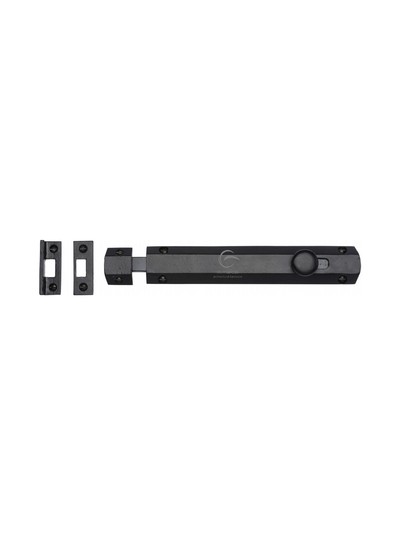 M.Marcus Black Iron Rustic Door Bolt Flat 8" | Ironmongery For You